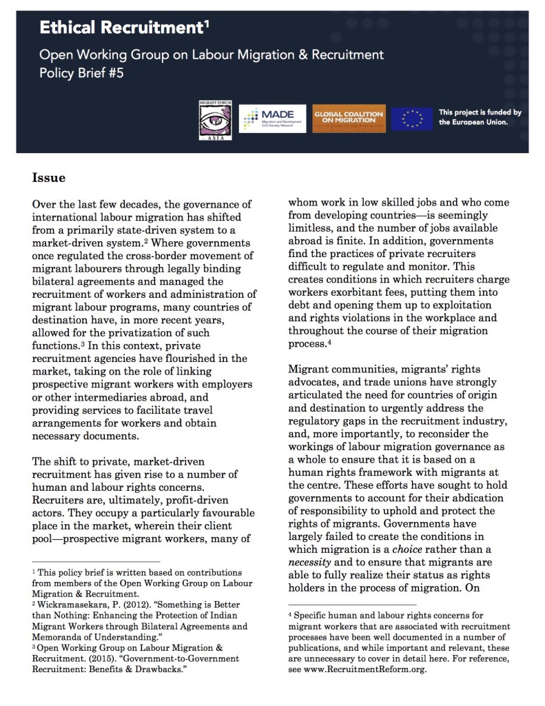 Support for Ethical Recruitment – Recruitment Reform